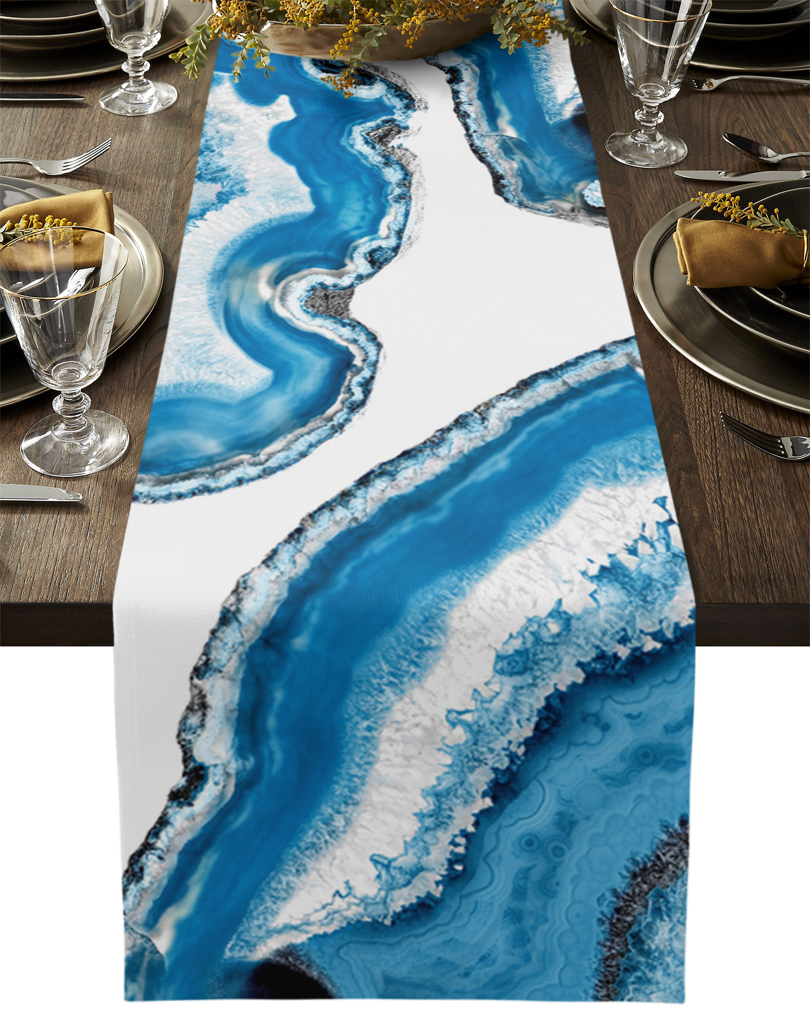 Table Runner Dresser Scarves 120 Inch Long, Natural Abstract Crystal ...