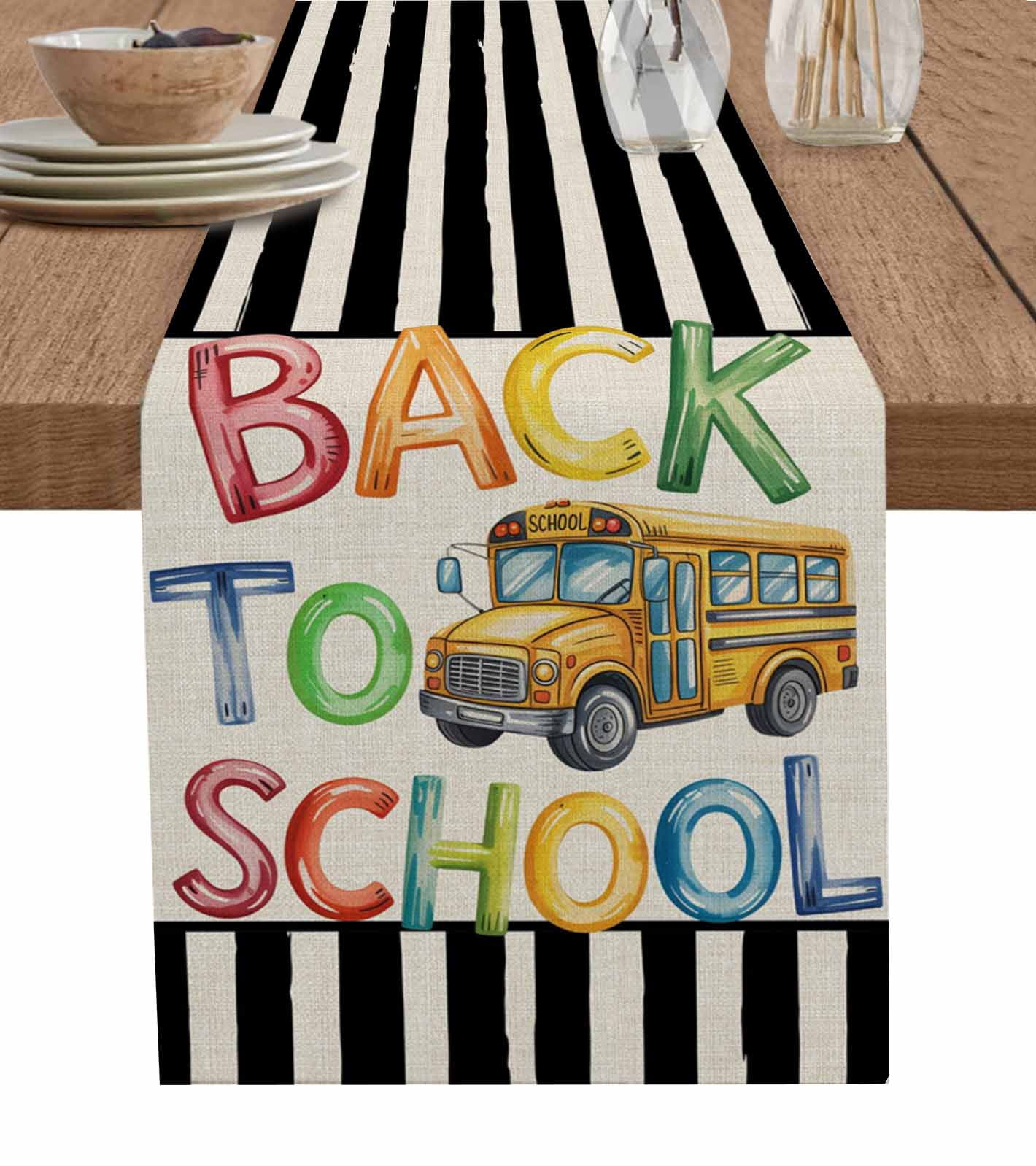 Table Runner Dresser Scarves 120 Inch Long,School Bus Black Stripe ...