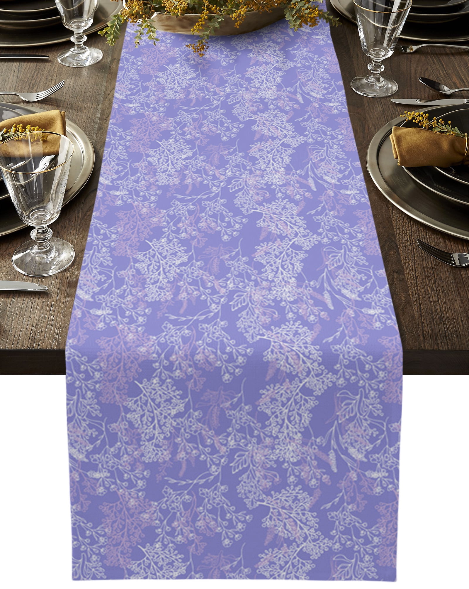 Table Runner Dresser Scarves 120 Inch Long, Seamless Lavender Flower ...
