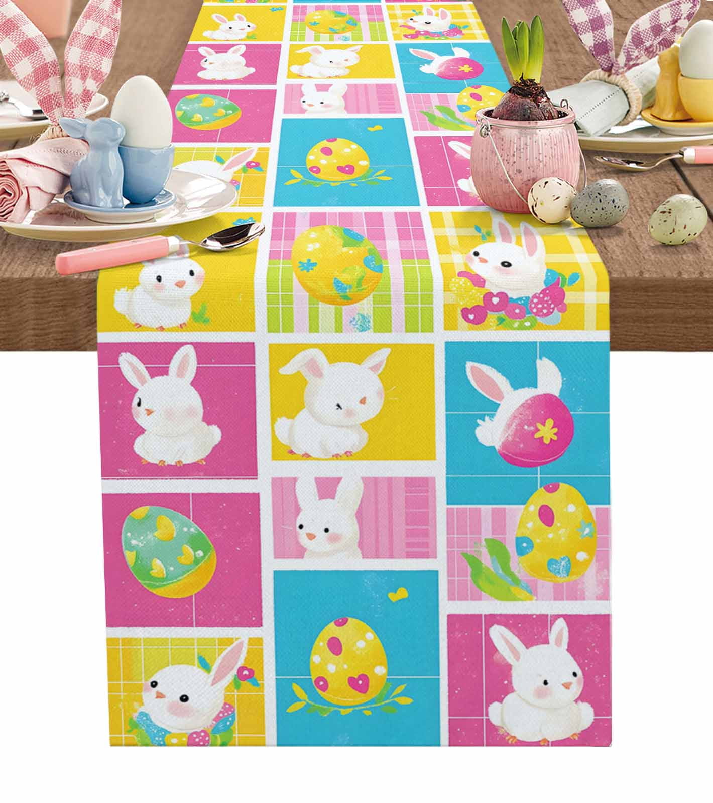 Table Runner Dresser Scarves 120 Inch Long,Spring Easter Cute White ...