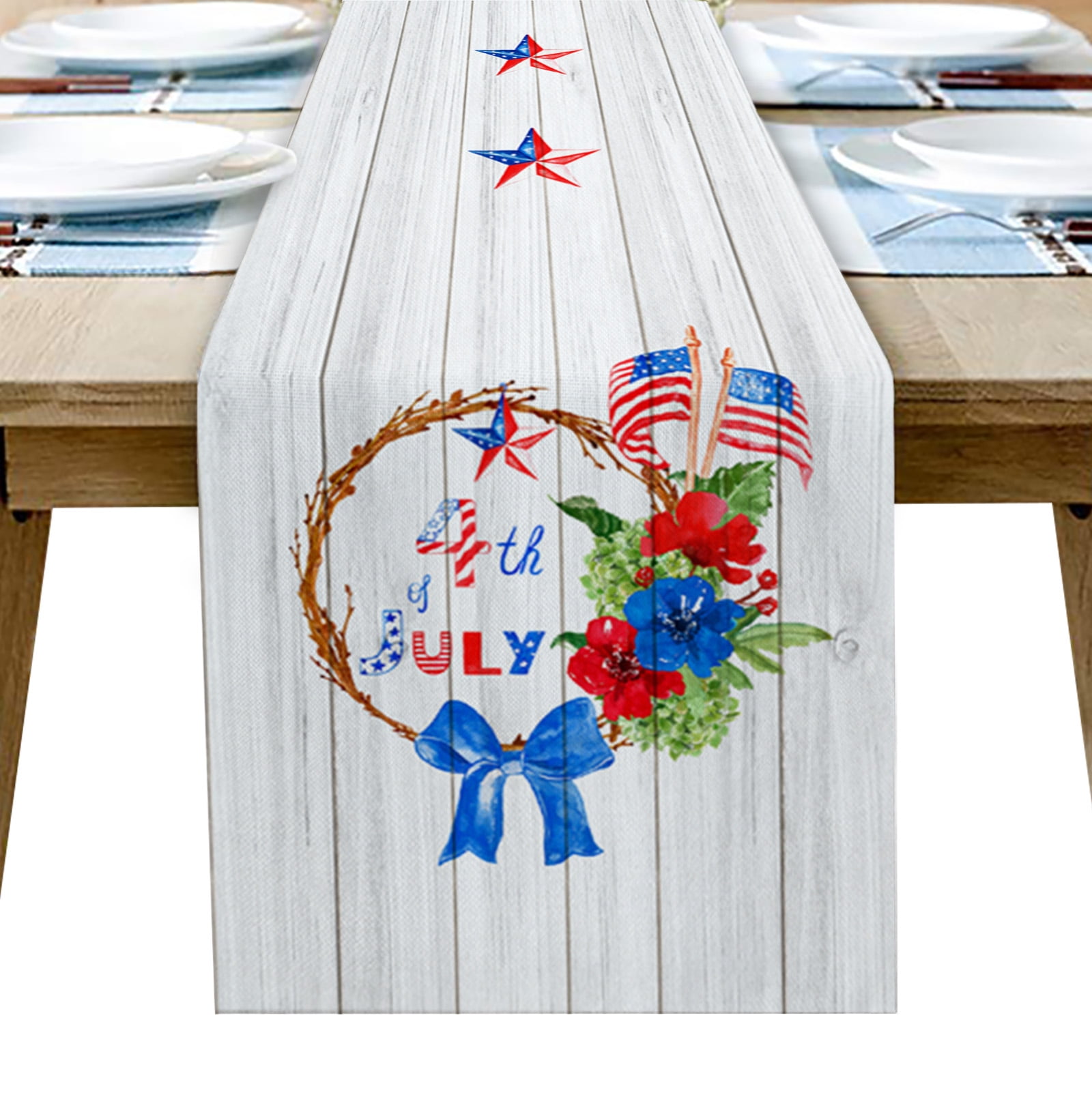 Table Runner Dresser Scarves 36 Inch Long, 4th of July Watercolor Blue ...