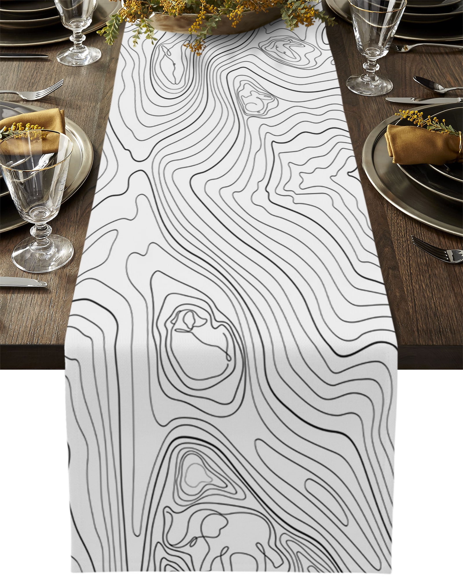 Table Runner Dresser Scarves 36 Inch Long, Abstract Mountain Line ...