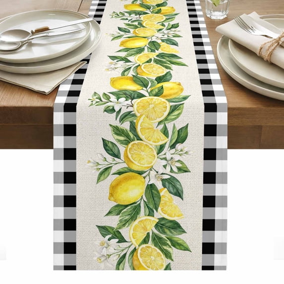 Table Runner Dresser Scarves 36 Inch Long,Farm Lemon Flower Leaves ...