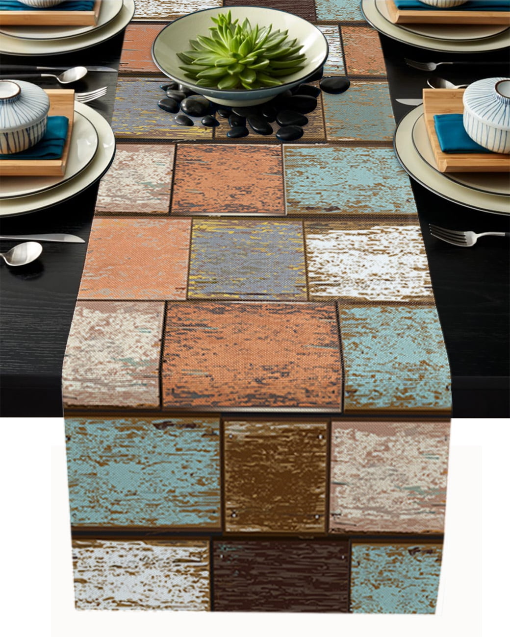 Table Runner Dresser Scarves 36 Inch Long, Farmhouse Retro Wood Planks ...
