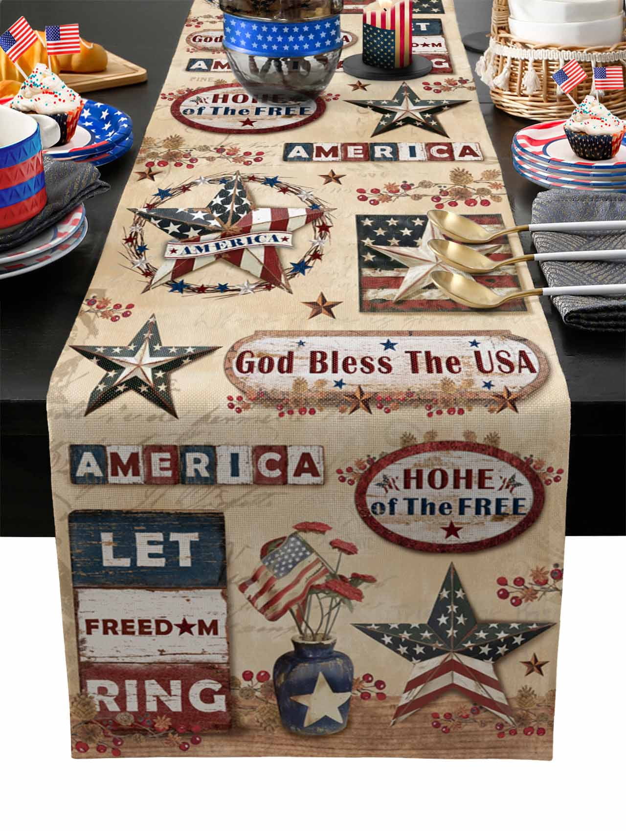 Table Runner Dresser Scarves 36 Inch Long,Independence Day Farm Western ...