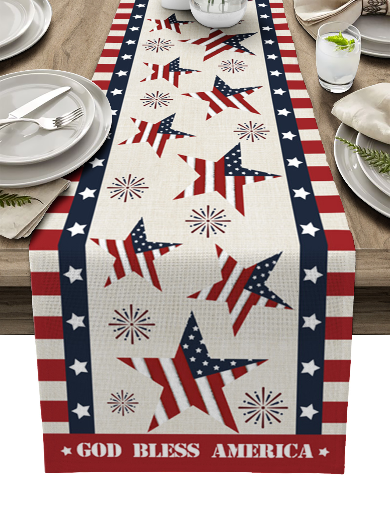 Table Runner Dresser Scarves 36 Inch Long, Independence Day Stripe Star ...