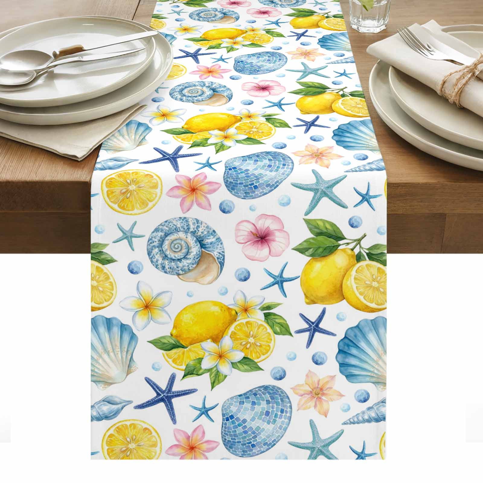 Table Runner Dresser Scarves 36 Inch Long,Summer Sea Stars Shells ...