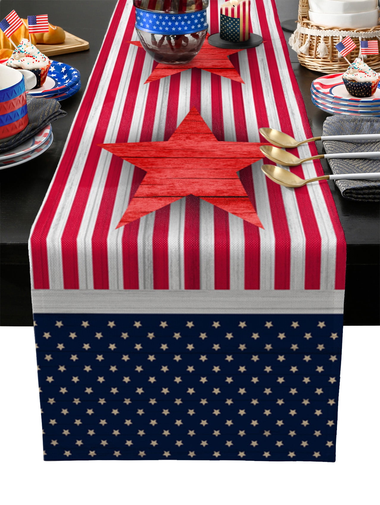 Table Runner Dresser Scarves 48 Inch Long, 4th of July Patriotic Stars ...