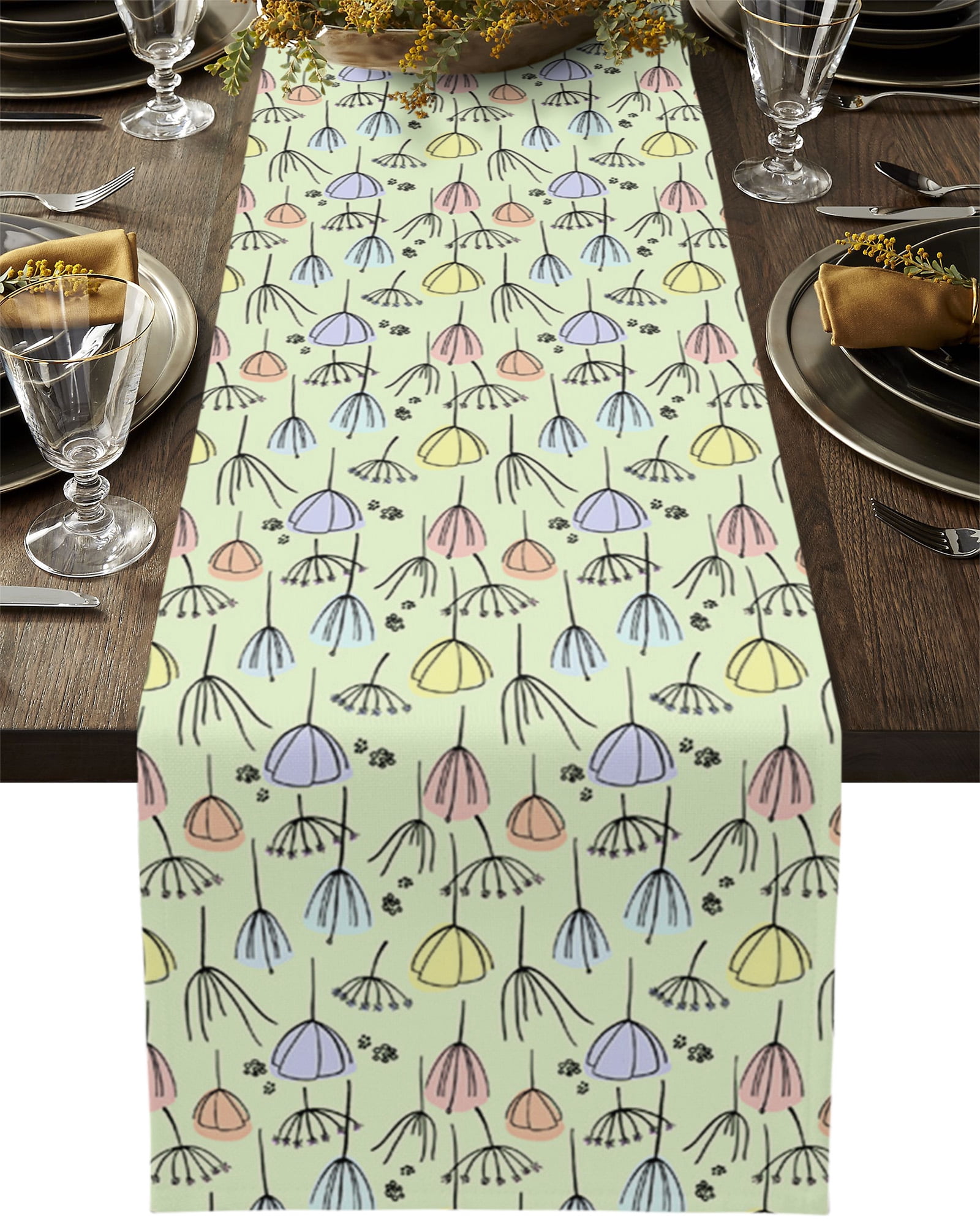 Table Runner Dresser Scarves 48 Inch Long, Abstract Dandelion Geometry ...