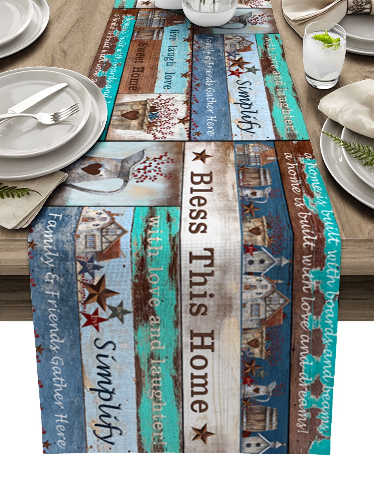 Table Runner Dresser Scarves 48 Inch Long, American Farm Country Star ...