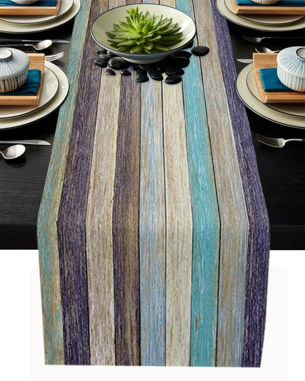 Table Runner Dresser Scarves 48 Inch Long, Farmhouse Barn Wooden Plank ...