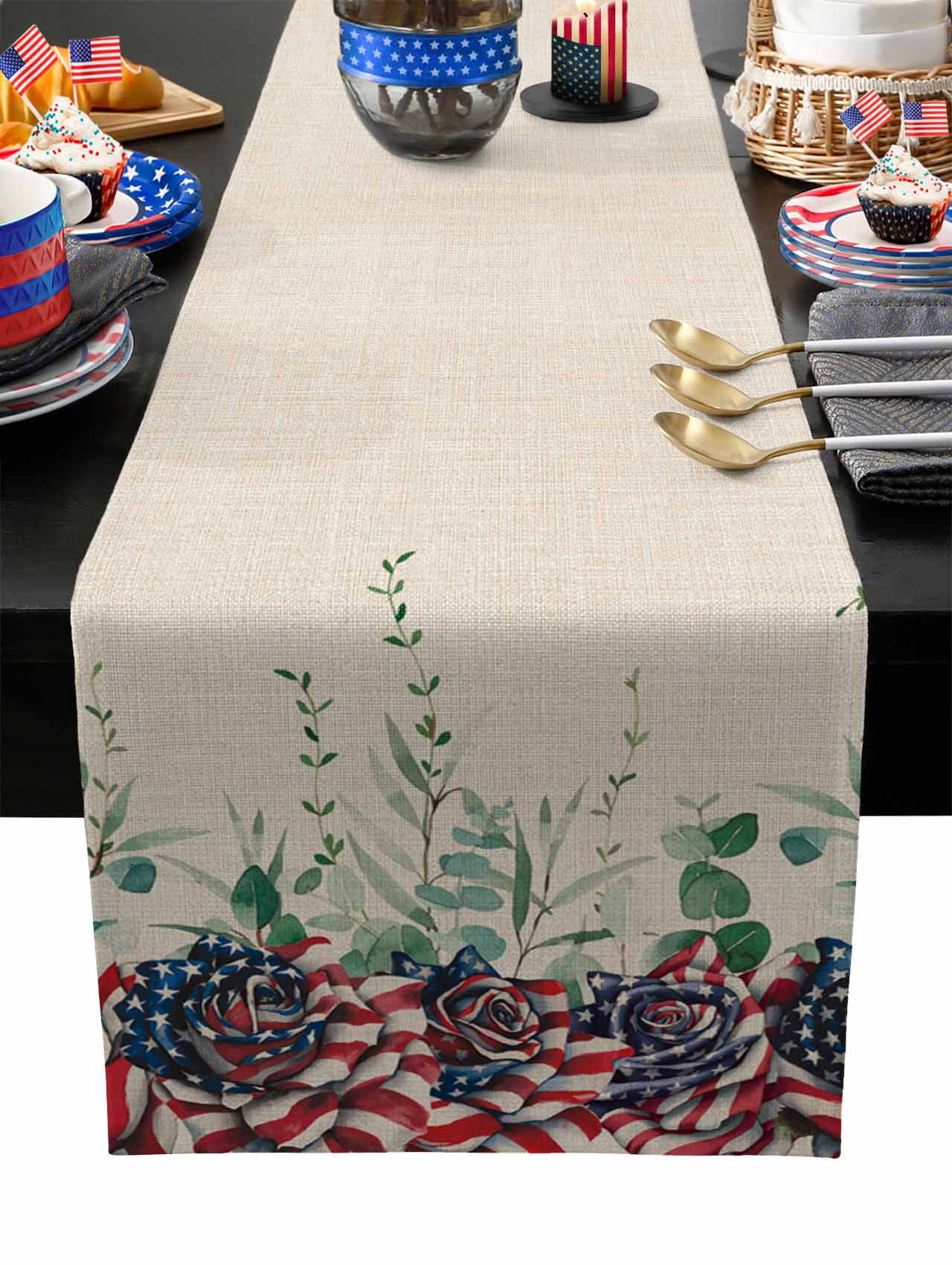 Table Runner Dresser Scarves 48 Inch Long,Independence Day Eucalyptus ...