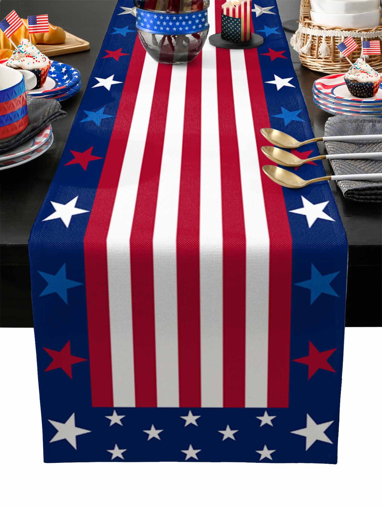 Table Runner Dresser Scarves 48 Inch Long,Independence Day Freedom Star ...