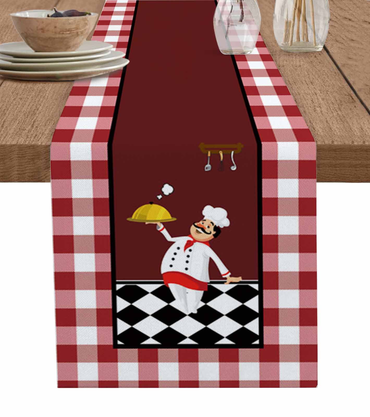 Table Runner Dresser Scarves 48 Inch Long, Kitchen Chef with Delicacy ...