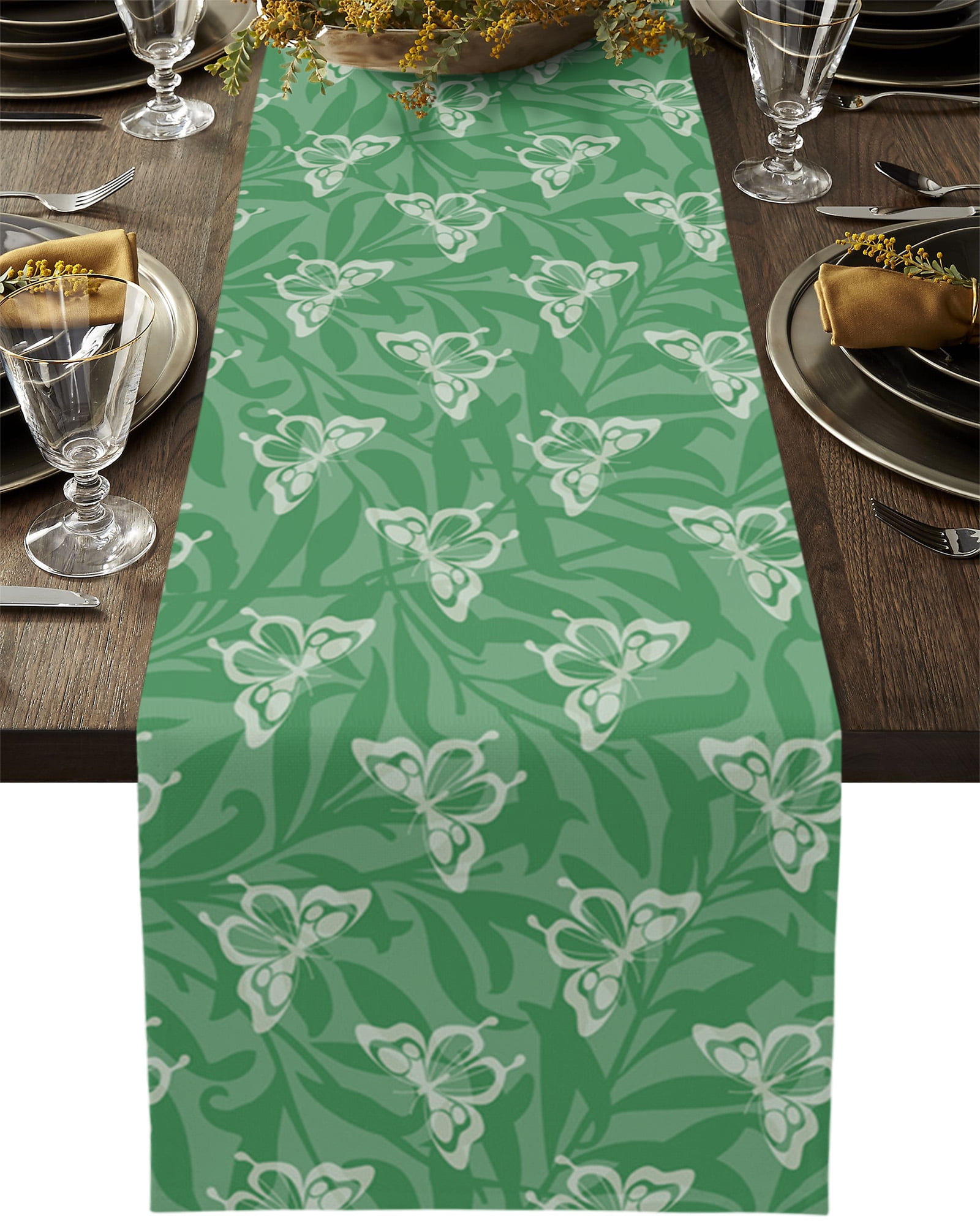 Table Runner Dresser Scarves 48 Inch Long, Seamless White Butterfly ...