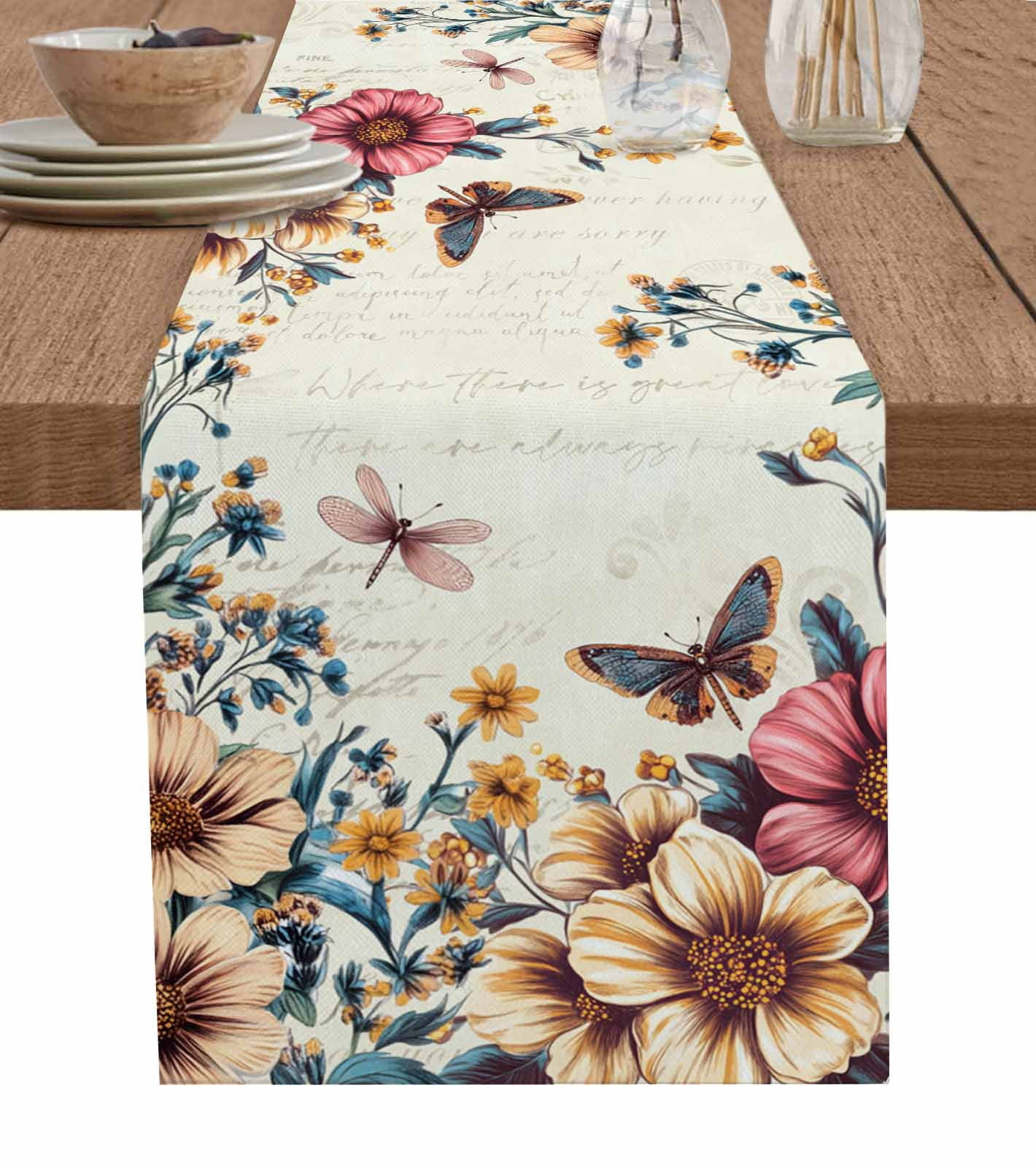 Table Runner Dresser Scarves 48 Inch Long,Spring Blossom Flower ...