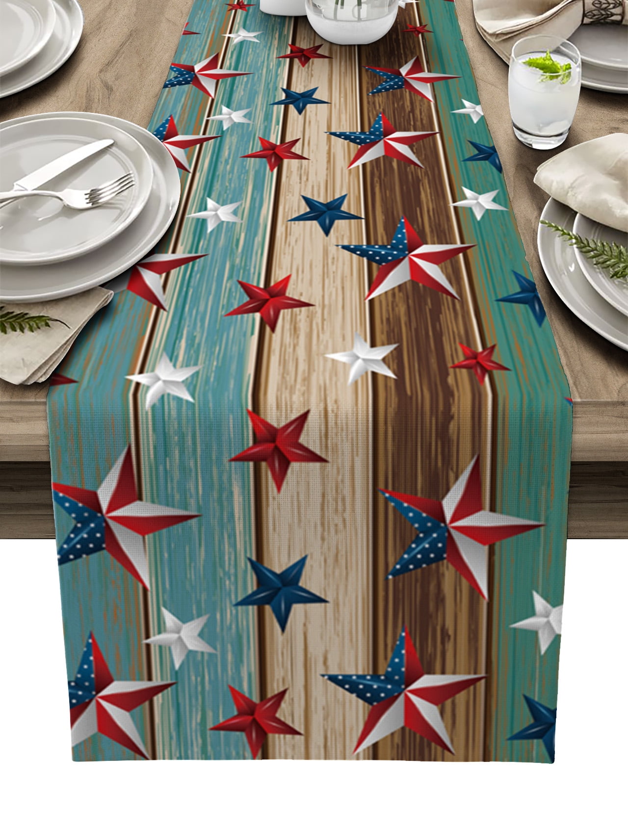 Table Runner Dresser Scarves 60 Inch Long, 4th of July Freedom Star USA ...