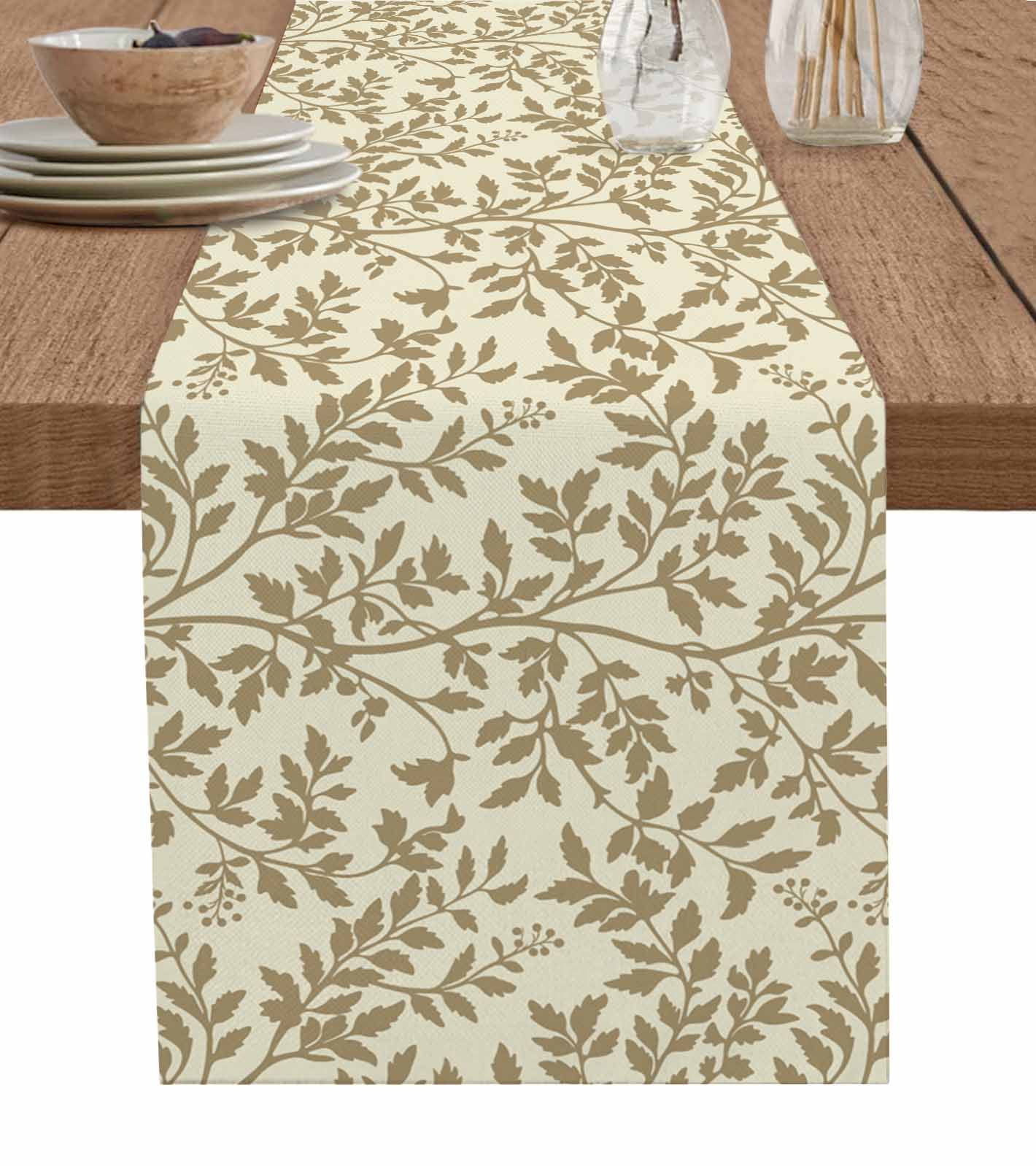 Table Runner Dresser Scarves 60 Inch Long,Abstract Botanical Leaves ...