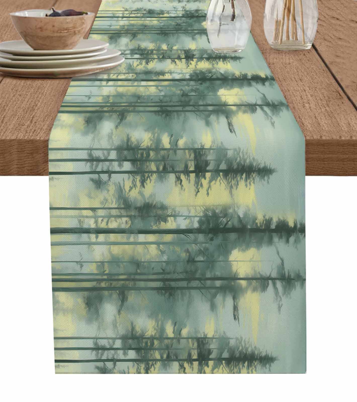 Table Runner Dresser Scarves 60 Inch Long,Abstract Forest Pine Tree ...
