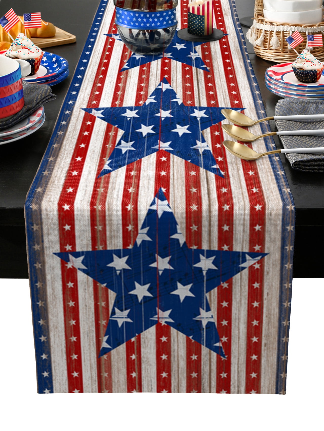 Table Runner Dresser Scarves 60 Inch Long, American Flag Day Patriotic ...