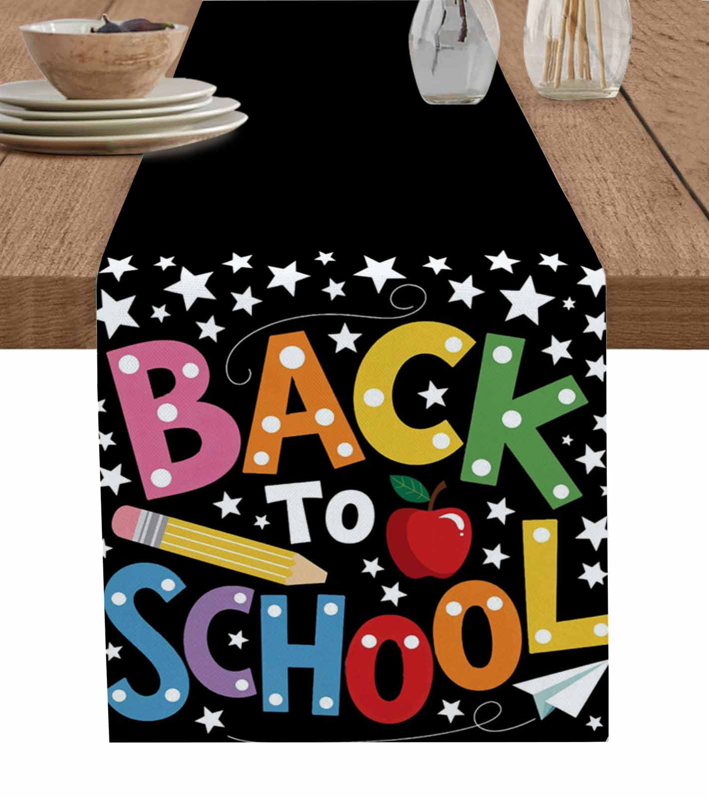 Table Runner Dresser Scarves 60 Inch Long,Back to School Pencil Apples ...