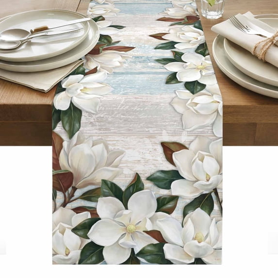 Table Runner Dresser Scarves 60 Inch Long,Blossom Magnolia Flower ...