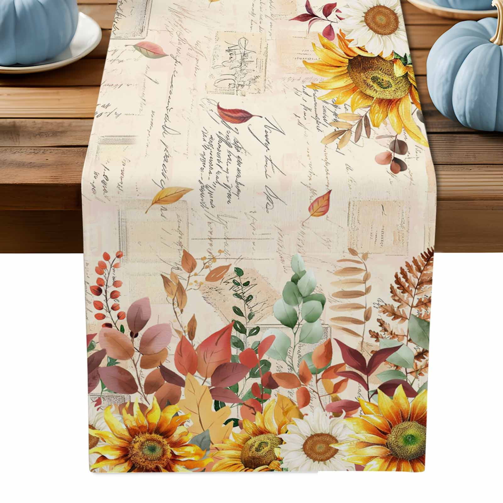 Table Runner Dresser Scarves 60 Inch Long,Fall Foliage Rustic Golden ...