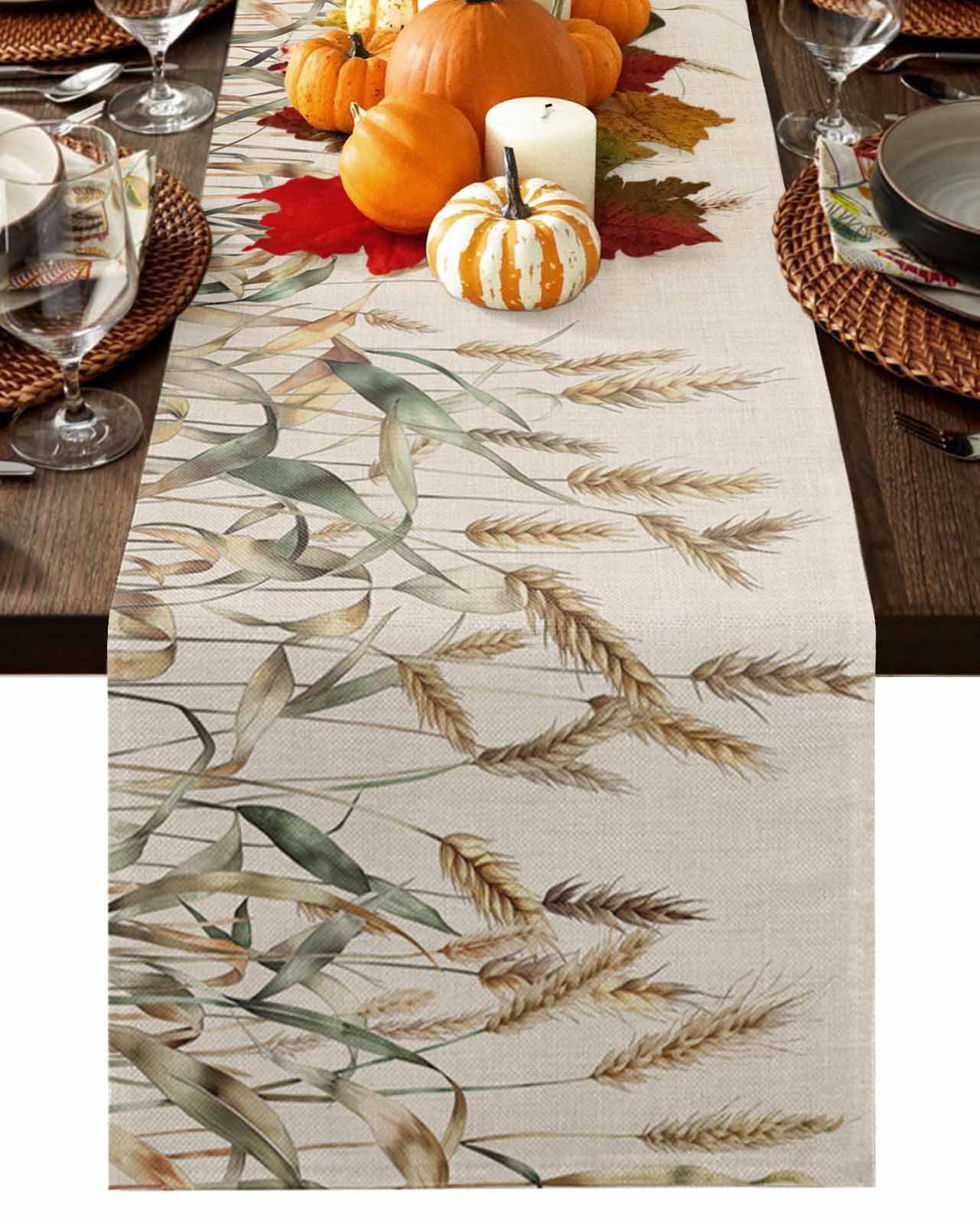 Table Runner Dresser Scarves 60 Inch Long,Farm Wheat Grain on Burlap ...