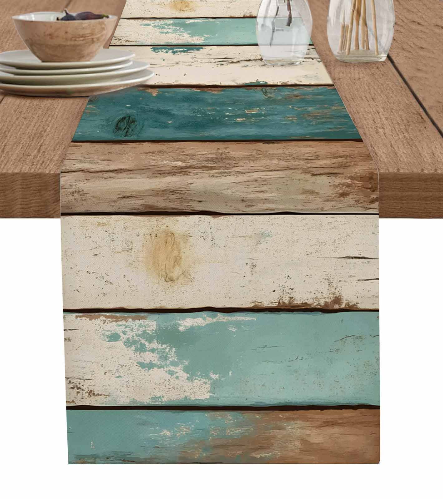 Table Runner Dresser Scarves 60 Inch Long,Farmhouse Retro Wooden Plank ...