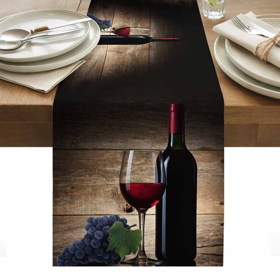 Table Runner Dresser Scarves 60 Inch Long,Grape Wine Red Wines Glass ...