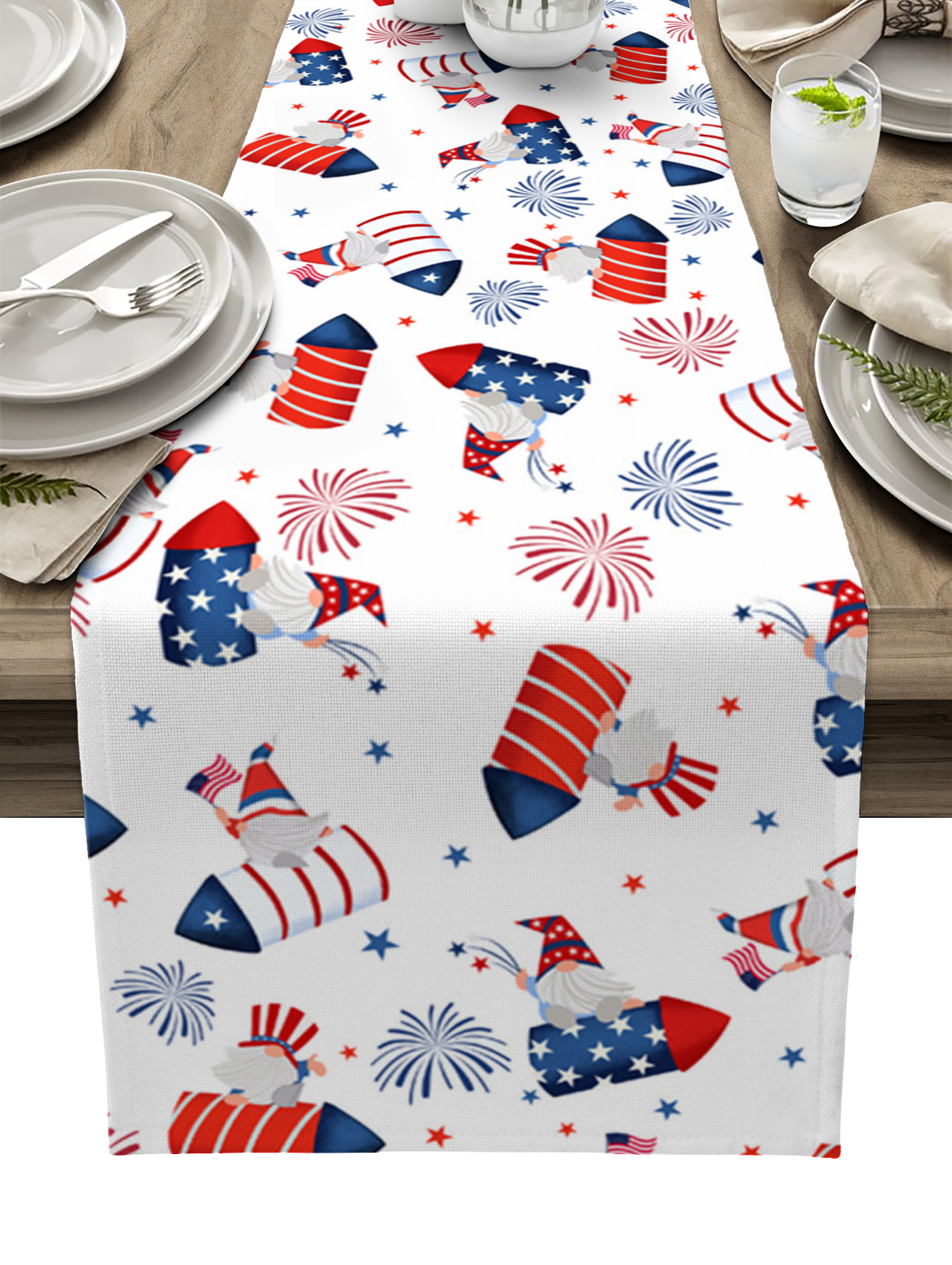 Table Runner Dresser Scarves 60 Inch Long, Independence Day Gnome ...