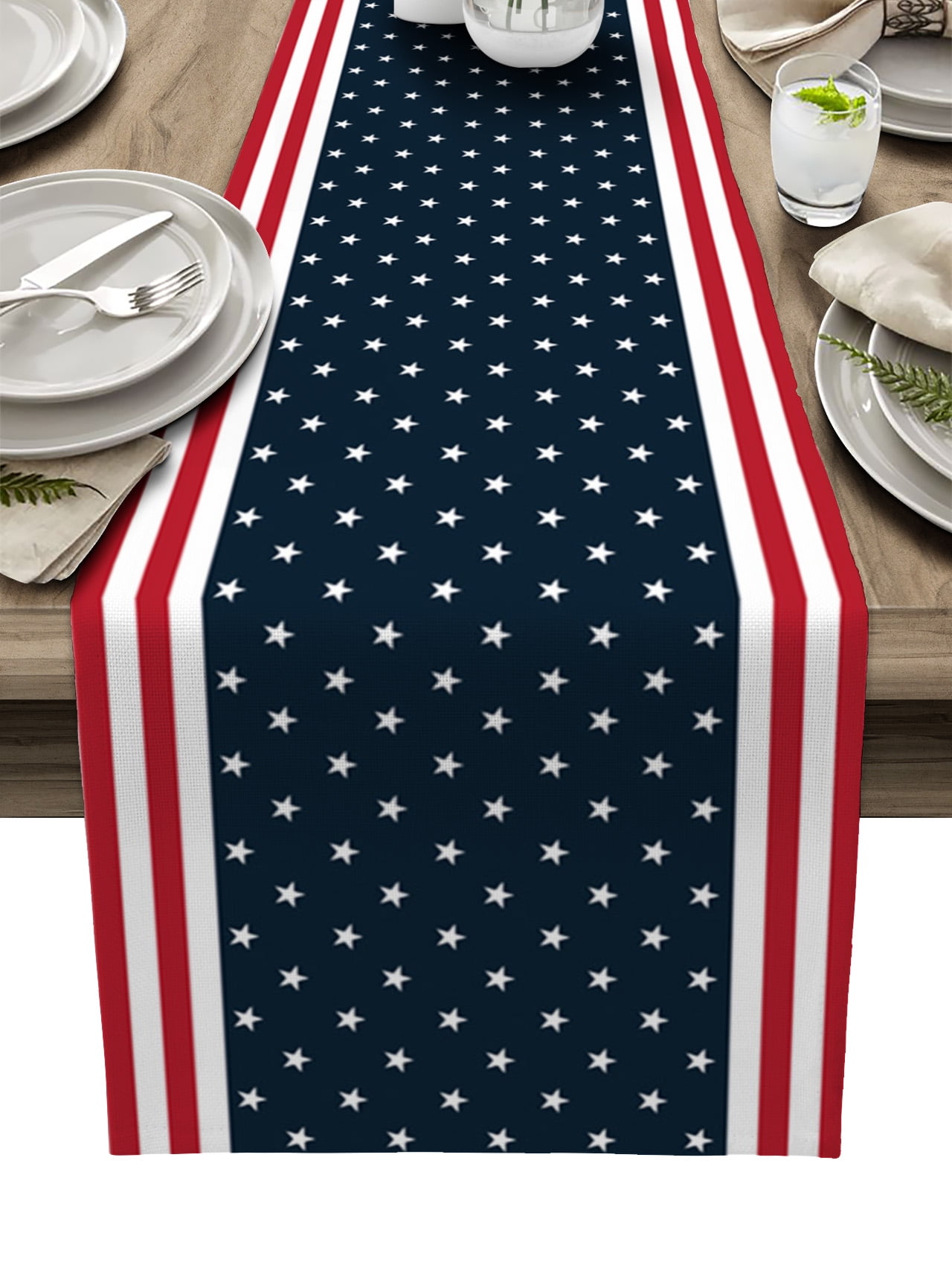 Table Runner Dresser Scarves 60 Inch Long, Memorial Day Star on Dark ...