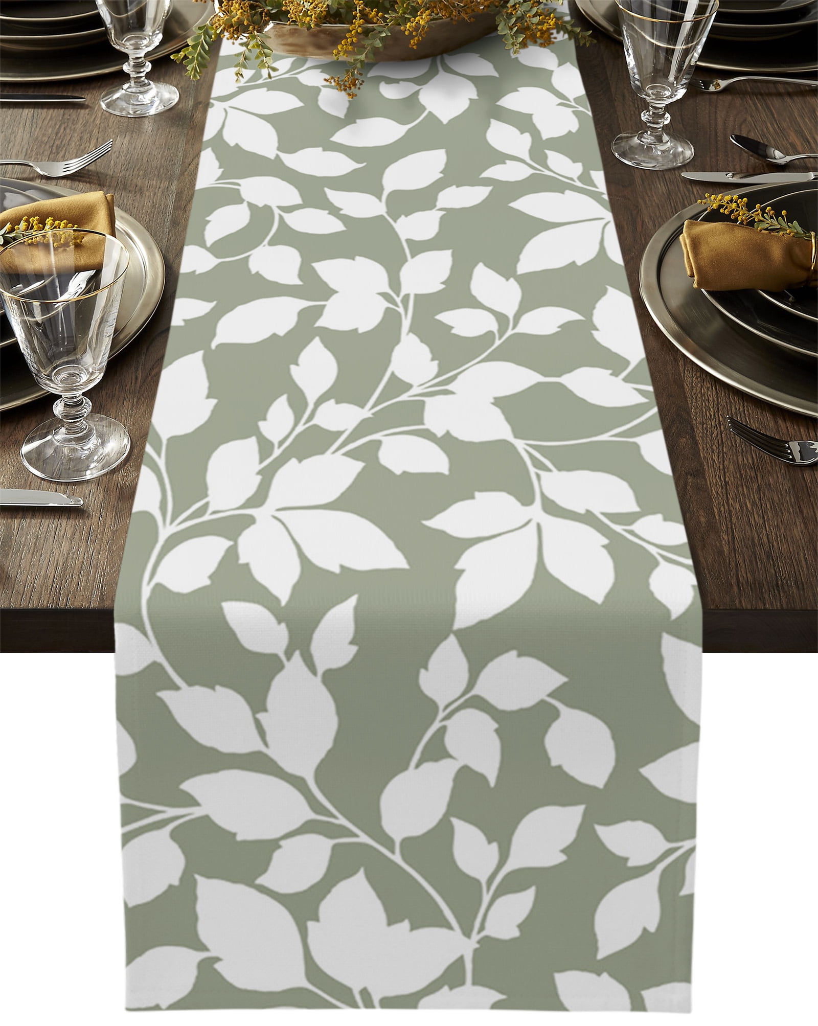 Table Runner Dresser Scarves 60 Inch Long, Plant Botanical Vine Leaves ...