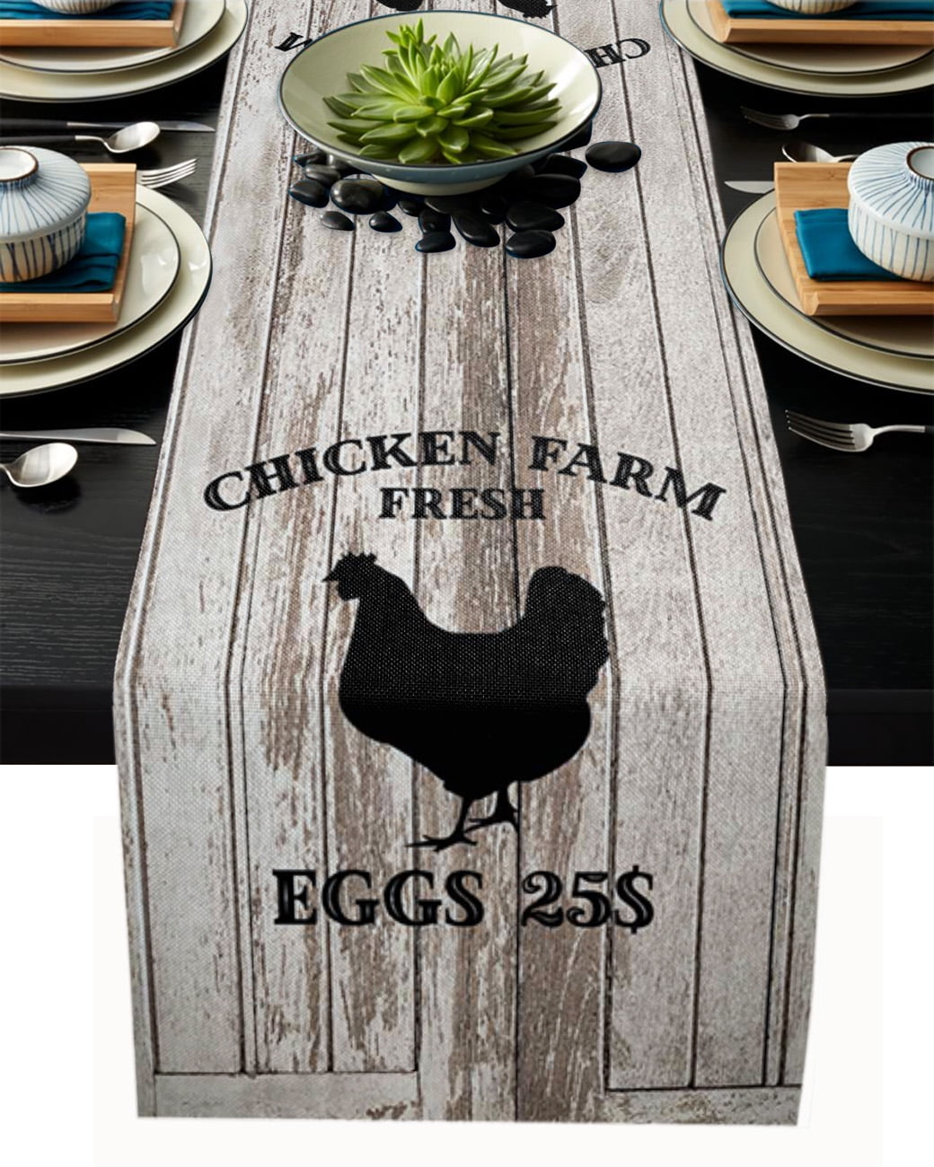 Table Runner Dresser Scarves 60 Inch Long, Rustic Farm Animals Chicken ...