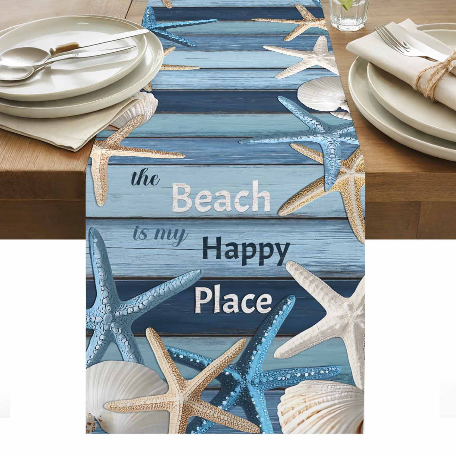 Table Runner Dresser Scarves 60 Inch Long,Summer Beach Ocean Shell ...