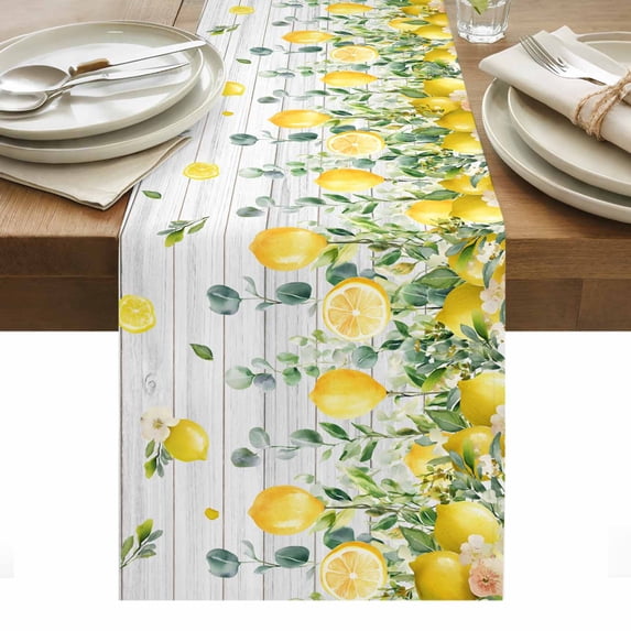 Table Runner Dresser Scarves 60 Inch Long,Summer Lemon Green Leaves ...
