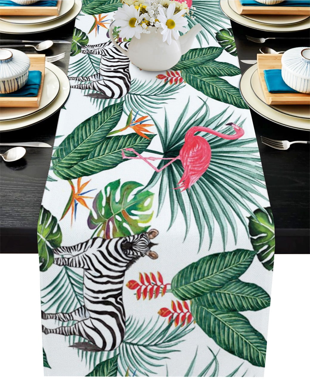 Table Runner Dresser Scarves 60 Inch Long, Tropical Watercolor Pink ...