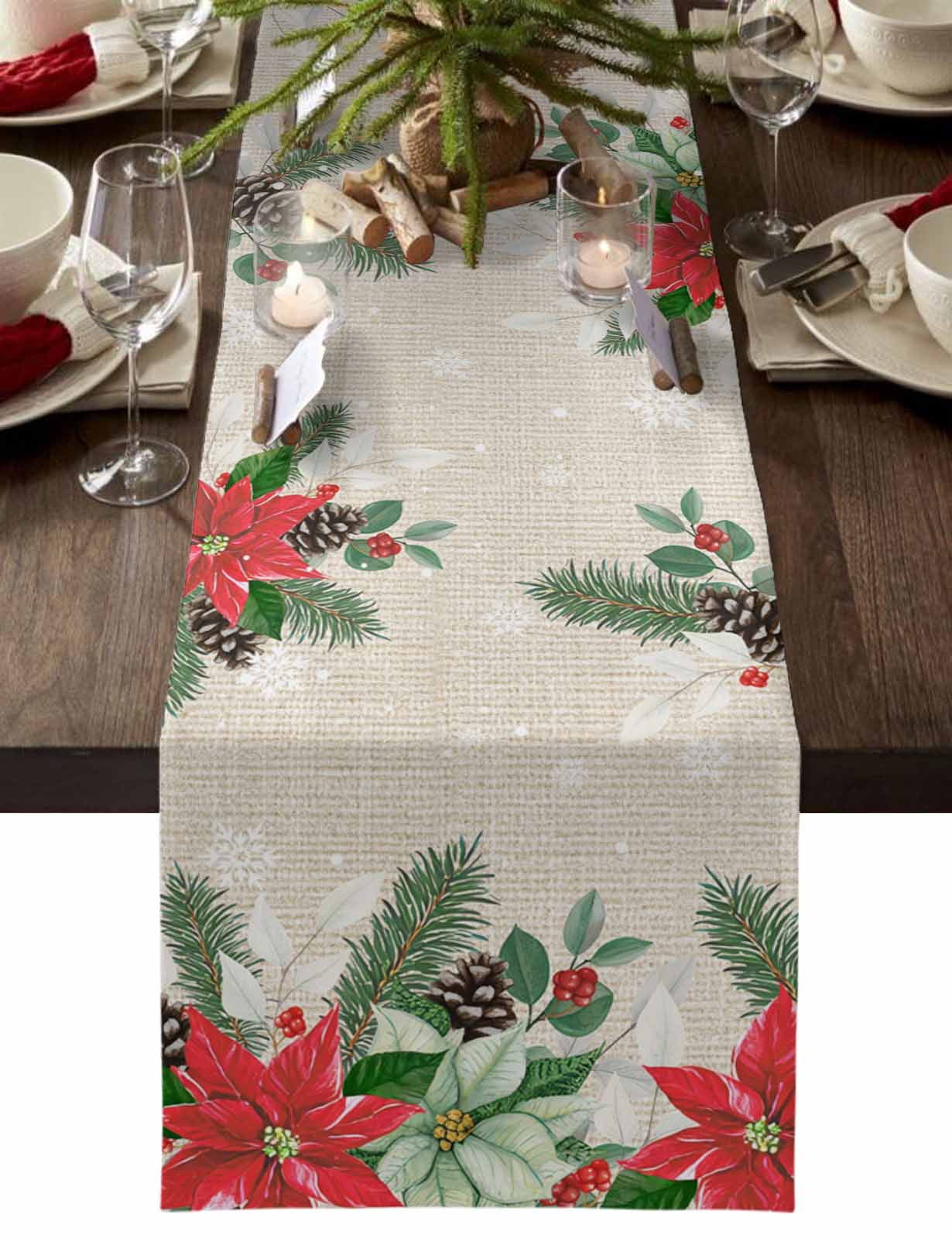 Table Runner Dresser Scarves 60 Inch Long,Vintage Christmas Pine ...