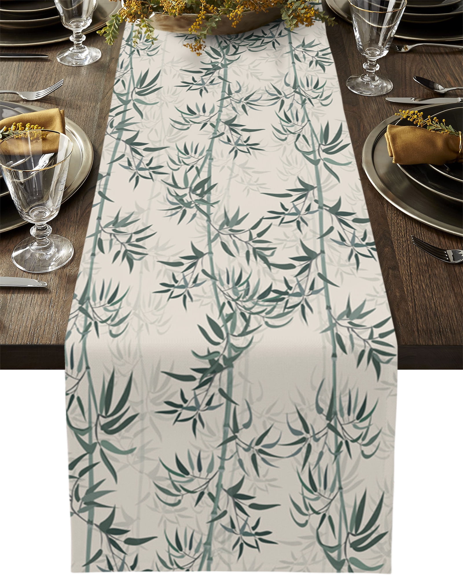 Table Runner Dresser Scarves 60 Inch Long, Watercolor Chinese Bamboo ...