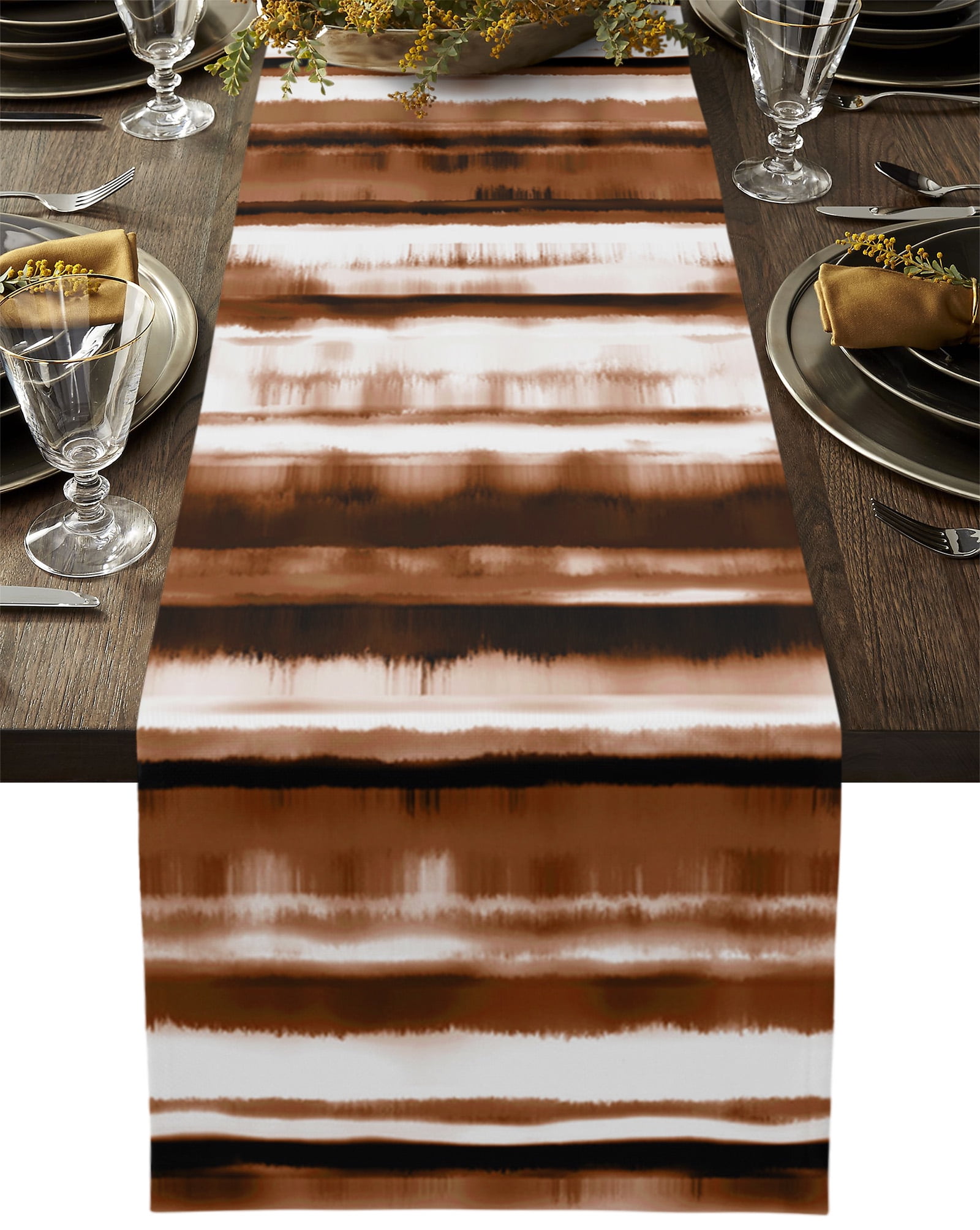 Table Runner Dresser Scarves 70 Inch Long, Abstract Minimalist Brown ...