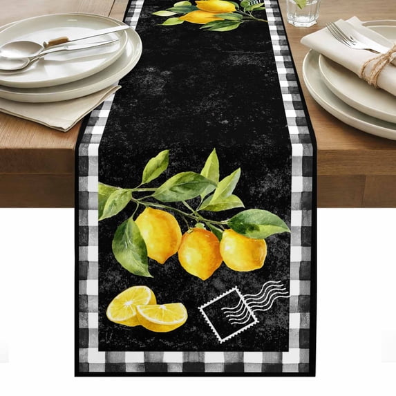 Table Runner Dresser Scarves 70 Inch Long,Farm Lemon Fruit Leaves on ...