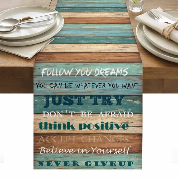 Table Runner Dresser Scarves 70 Inch Long,Farmhosue Motivational Quotes ...