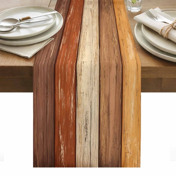 Table Runner Dresser Scarves 70 Inch Long,Farmhouse Orange Brown Wood ...