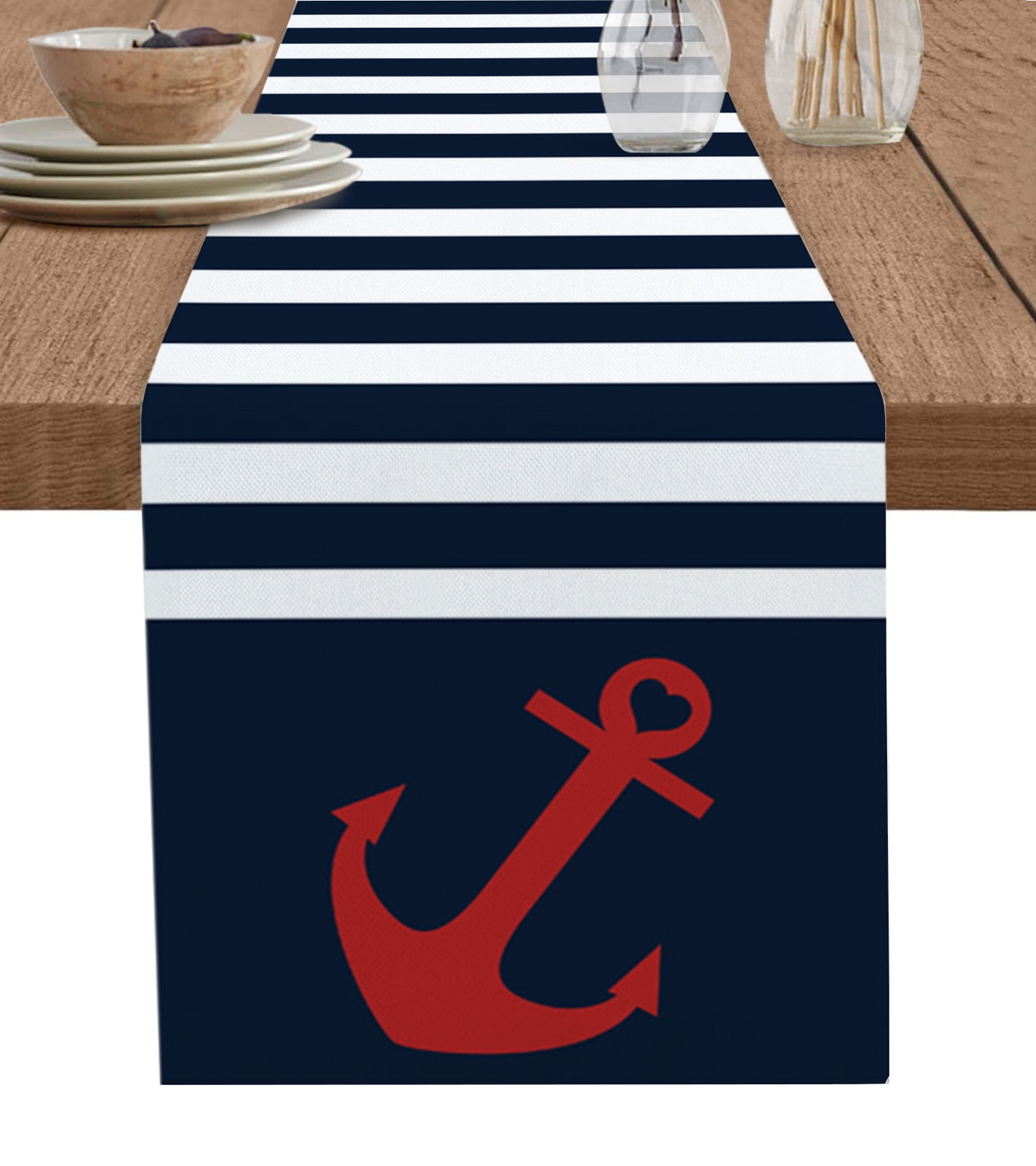 Table Runner Dresser Scarves 70 Inch Long, Marine Nautical Theme Red ...