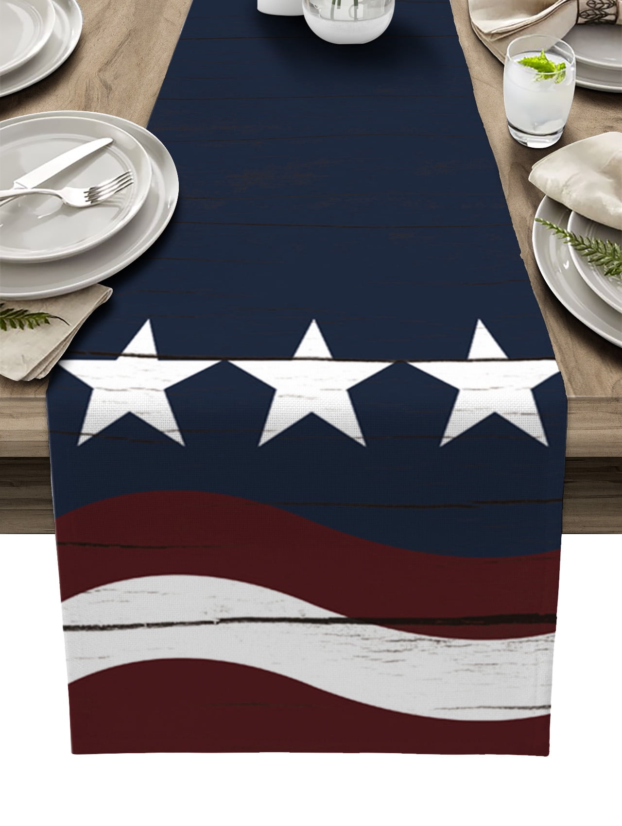 Table Runner Dresser Scarves 70 Inch Long, Memorial Day White Star and ...