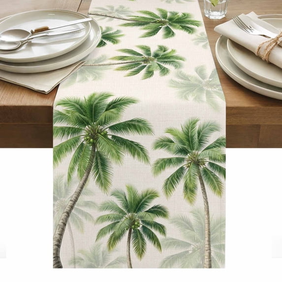 Table Runner Dresser Scarves 70 Inch Long,Tropical Green Palm Tree ...