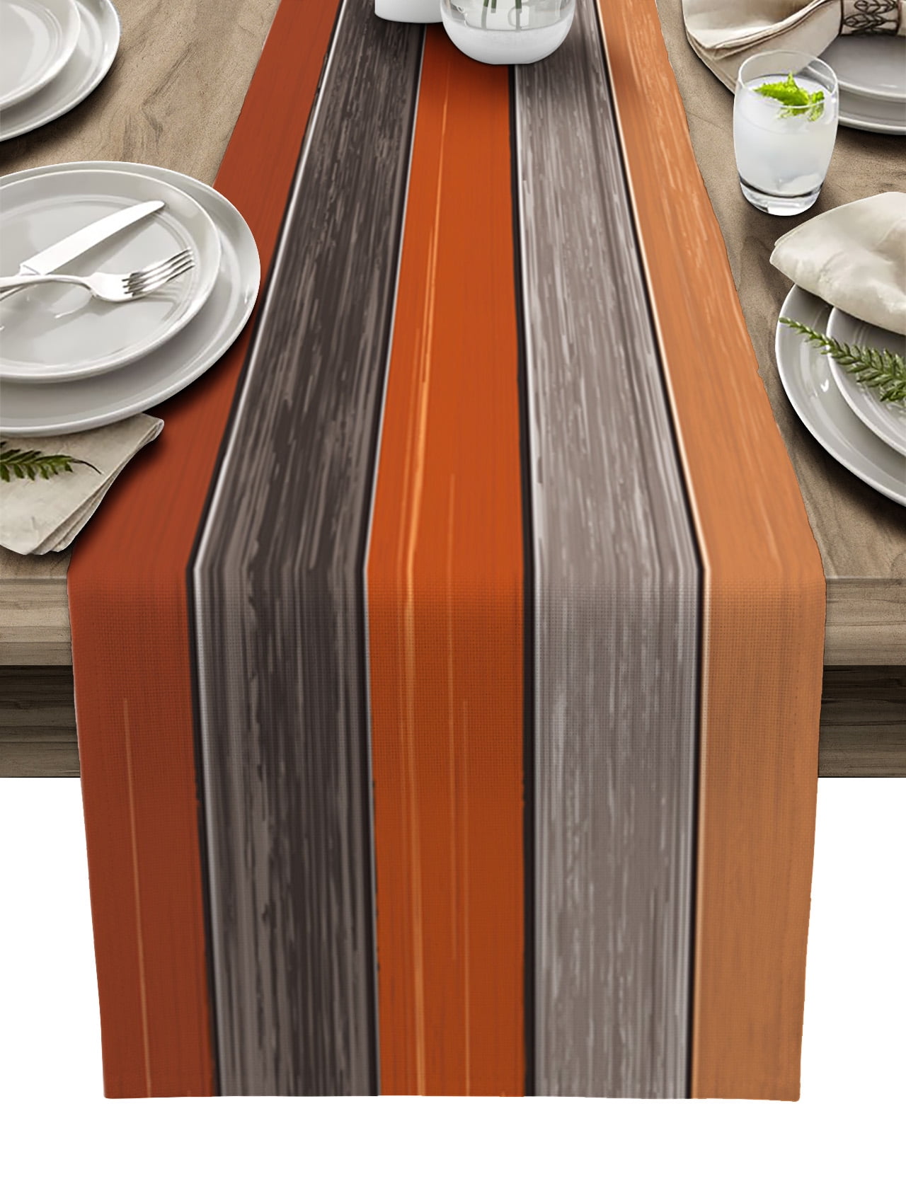 Table Runner Dresser Scarves 70 Inch Long, Vintage Farm Orange and Gray ...