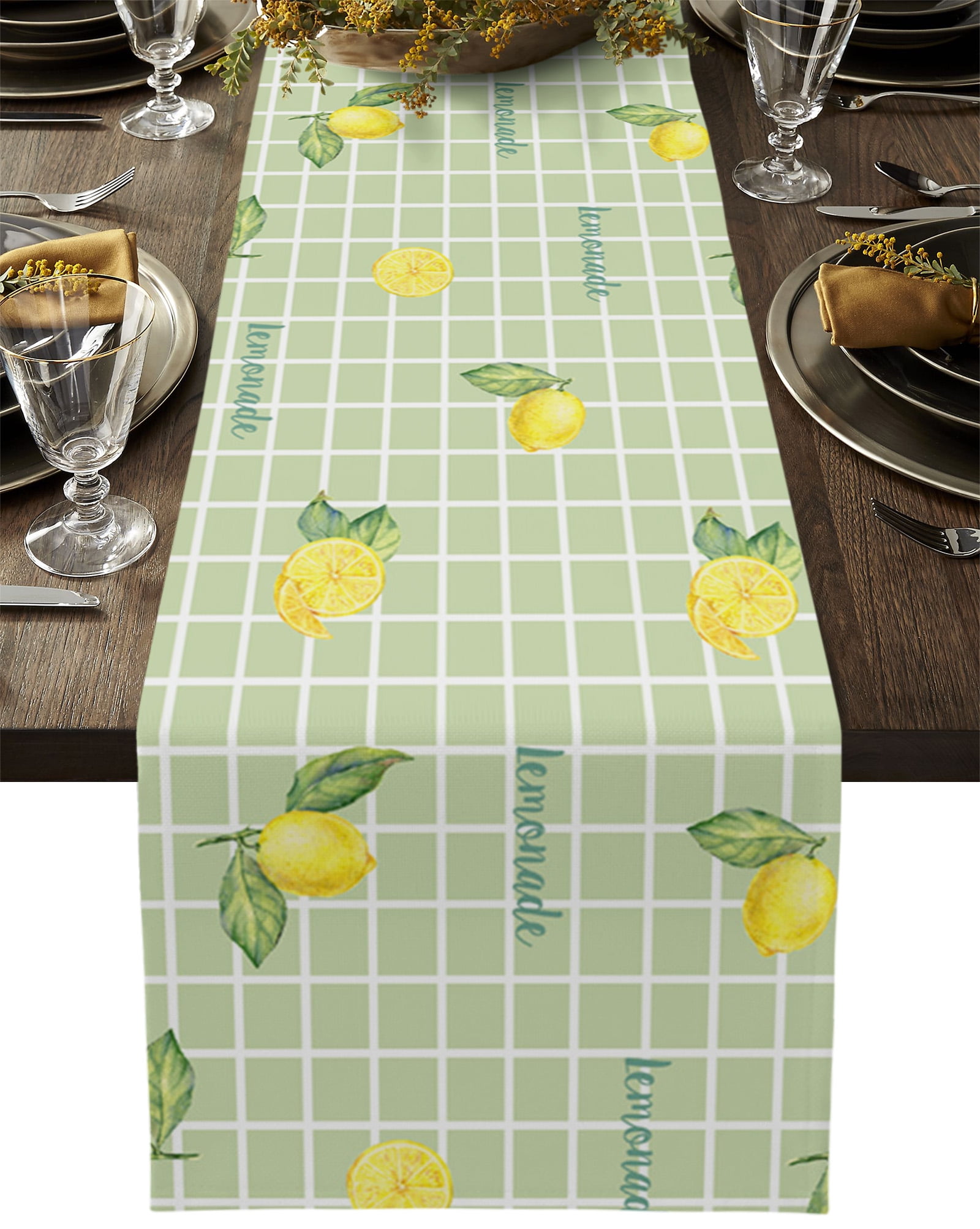 Table Runner Dresser Scarves 70 Inch Long, Watercolor Yellow Lemon with ...