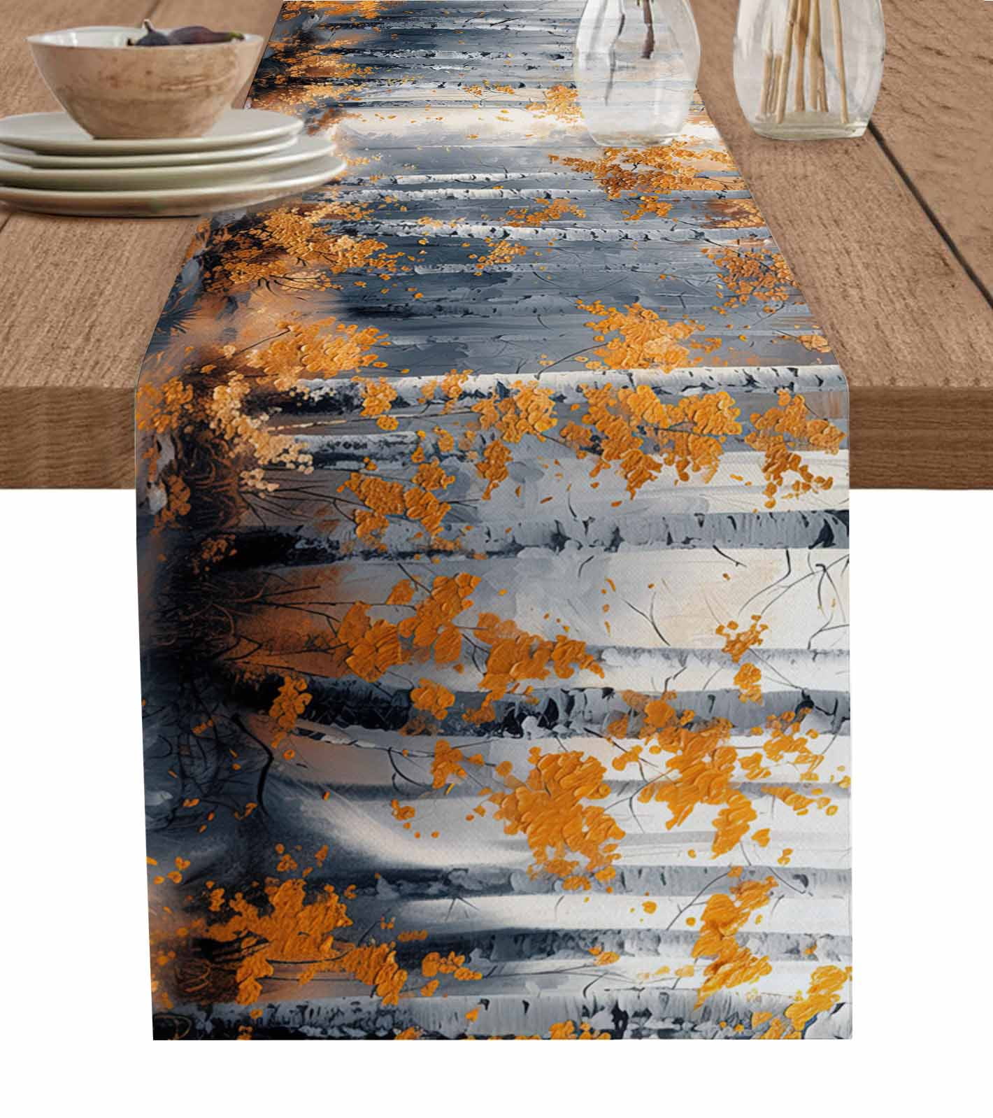 Table Runner Dresser Scarves 72 Inch Long,Abstract Autumn Forest ...