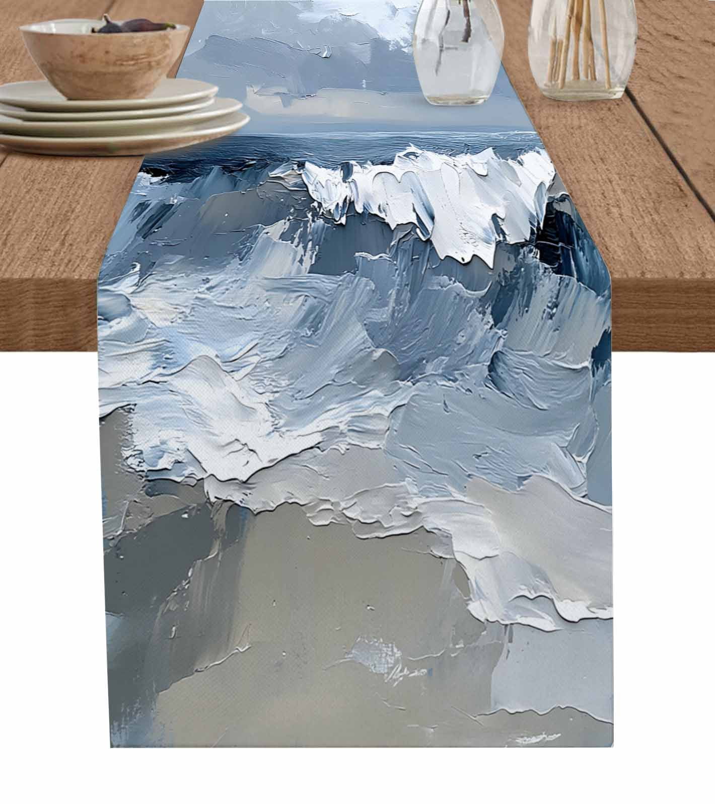 Table Runner Dresser Scarves 72 Inch Long,Abstract Ocean Beach Sea Wave ...